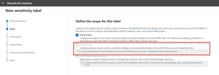 Enabling Container Level Sensitivity Labelling for Teams, Groups & Sites v2